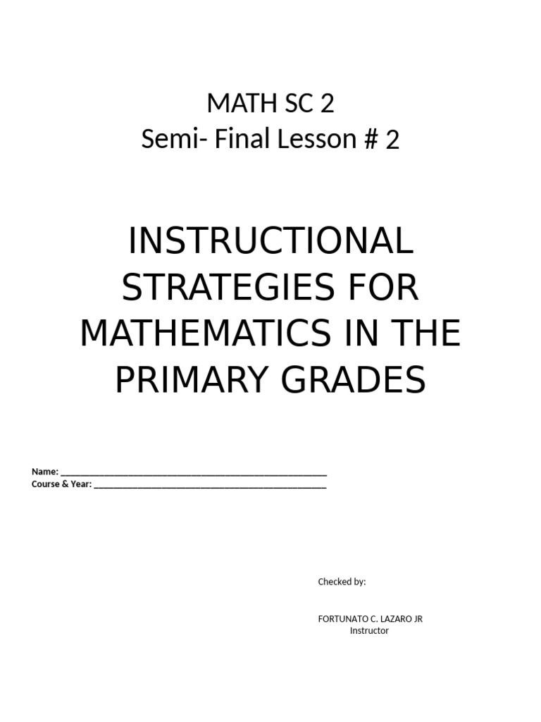 MATH SC 2 Semi Final Lesson 2 | PDF | Mathematics | Psychological ...