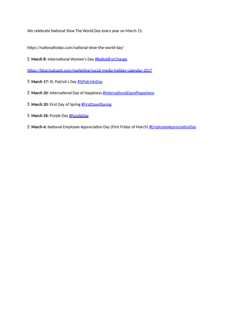 March Social Media Holidays Guide | PDF