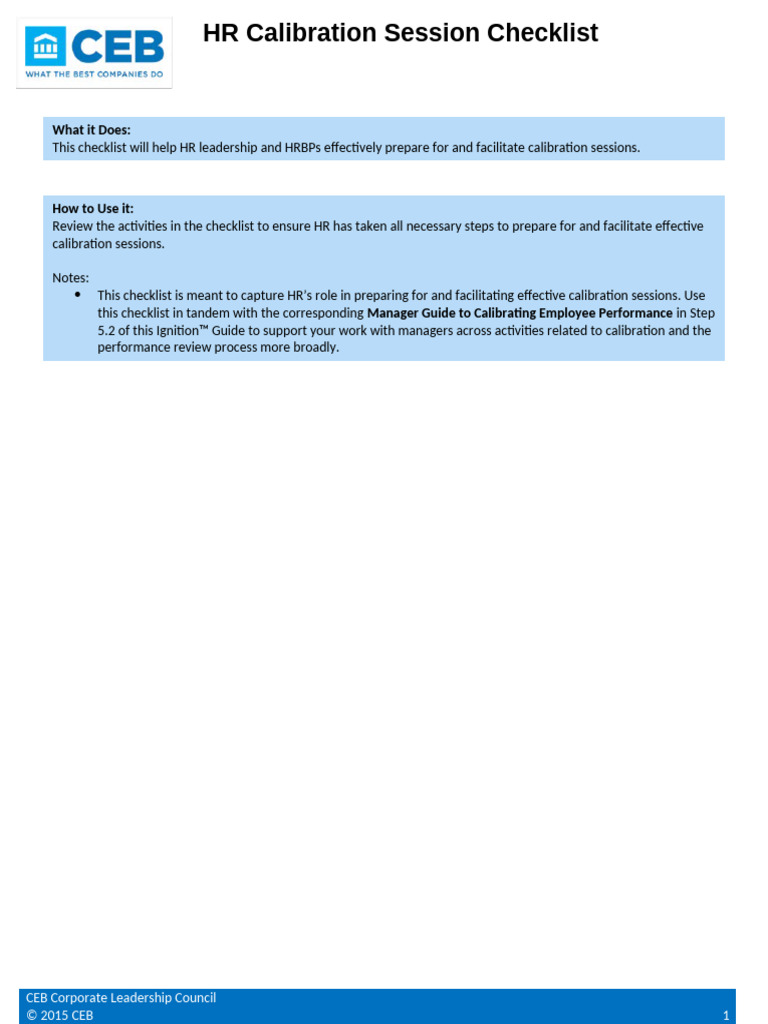 5.1 HR Calibration Session Checklist | PDF | Business | Social Psychology