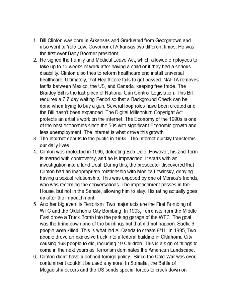 1990s-Now prezi 1-10 | PDF | September 11 Attacks | Bill Clinton