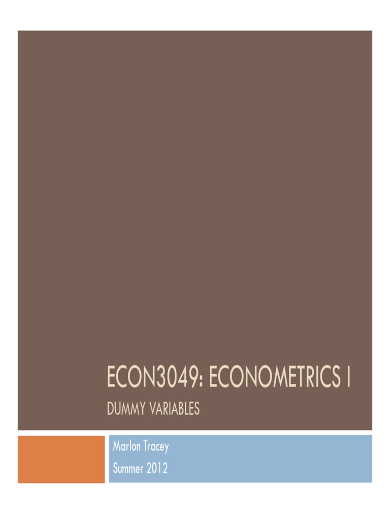 Lecture 5 Dummy Variable | PDF | Linear Regression | Dependent And Independent Variables