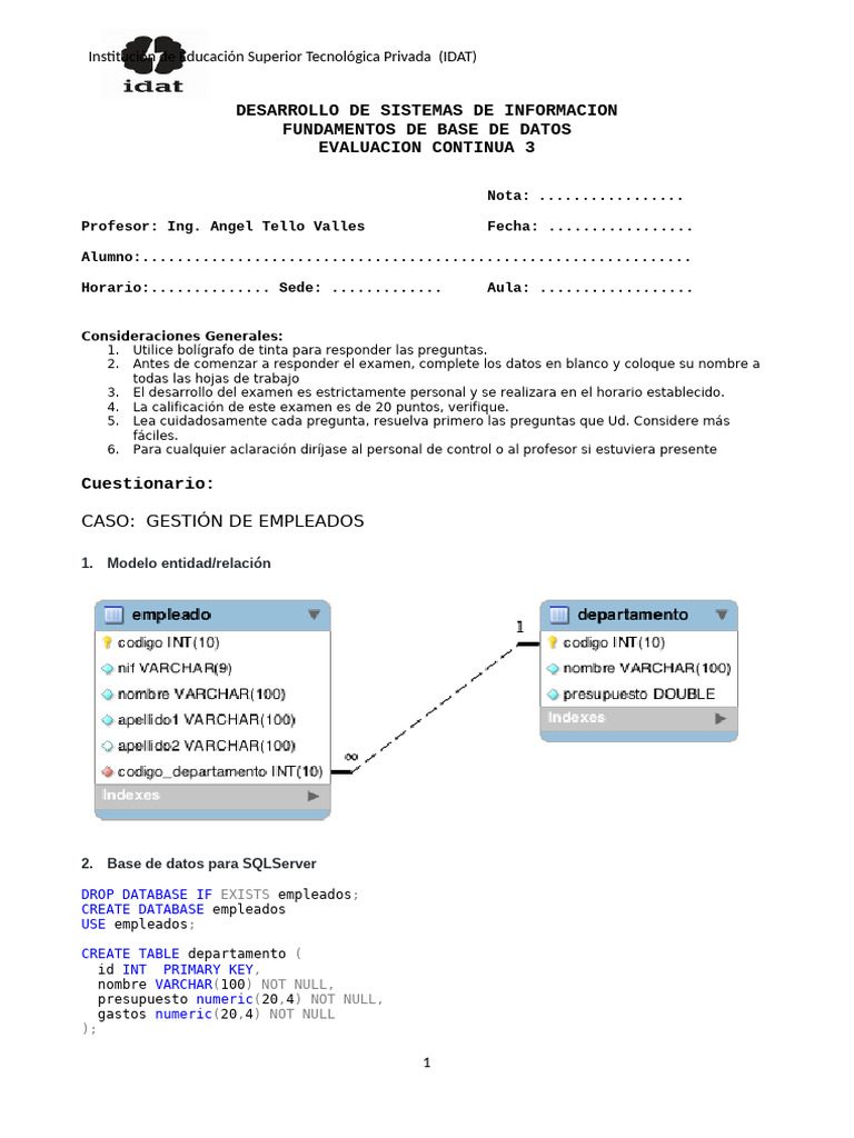 Idat-Fbd 2024 3 Ec3 Solucion | PDF | Modelo de datos | Gestión de datos
