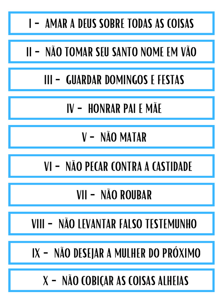 10 Mandamentos e Sacramentos - Fichas | PDF