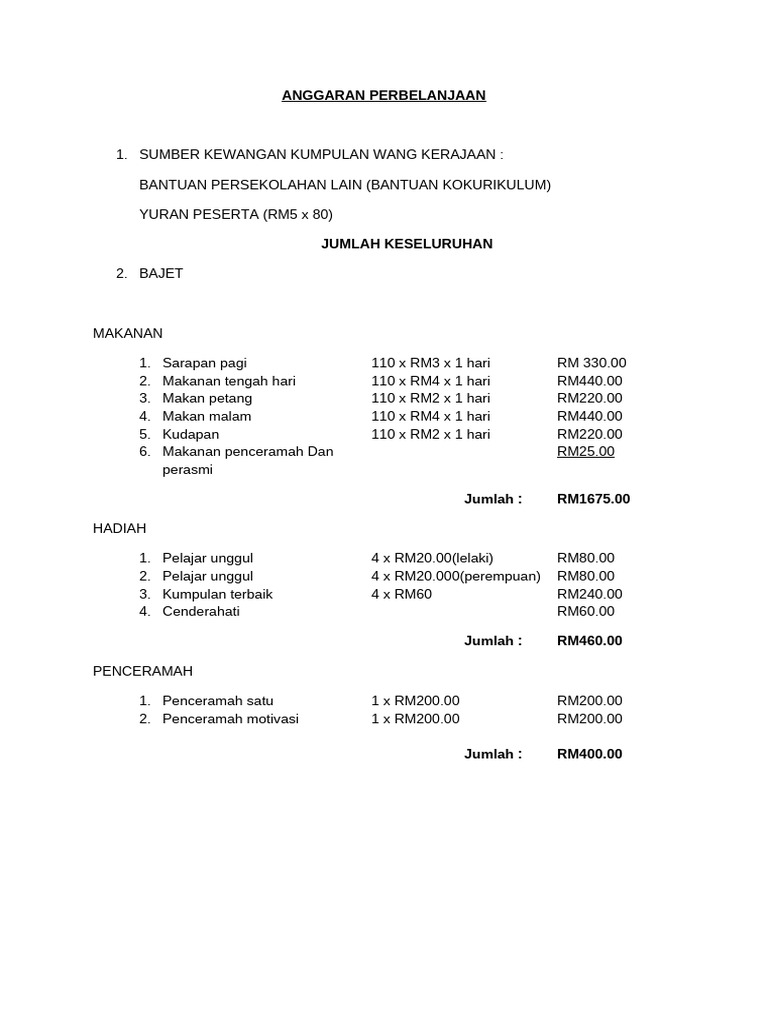 Anggaran Perbelanjaan | PDF