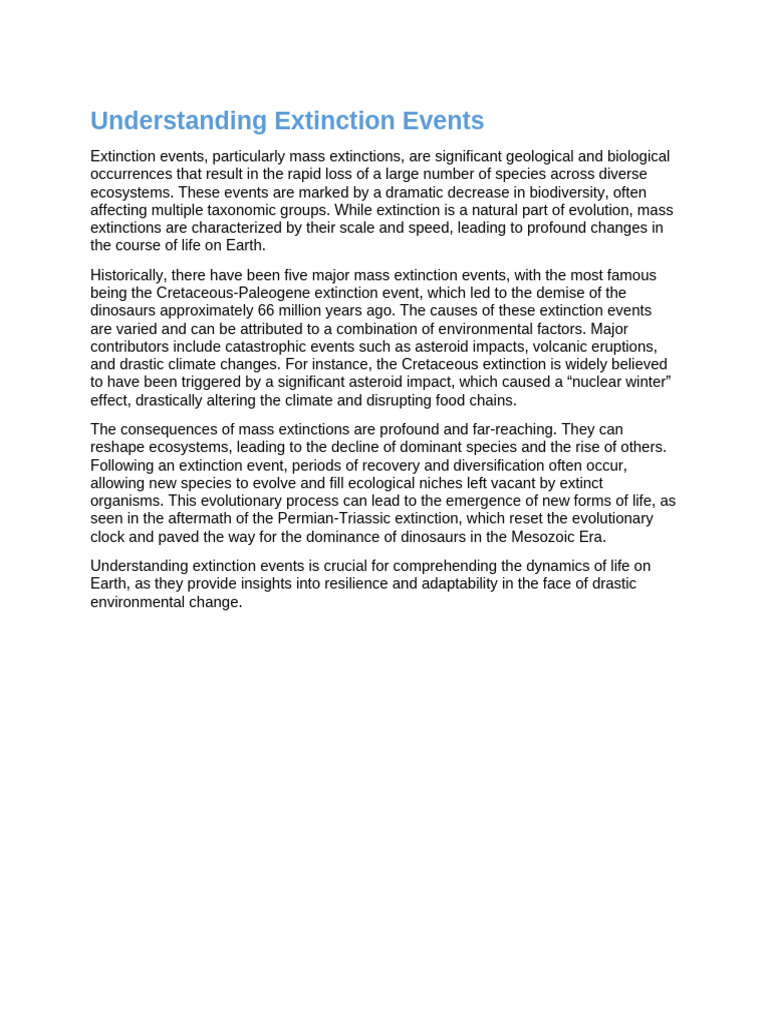 Understanding Extinction Events | PDF