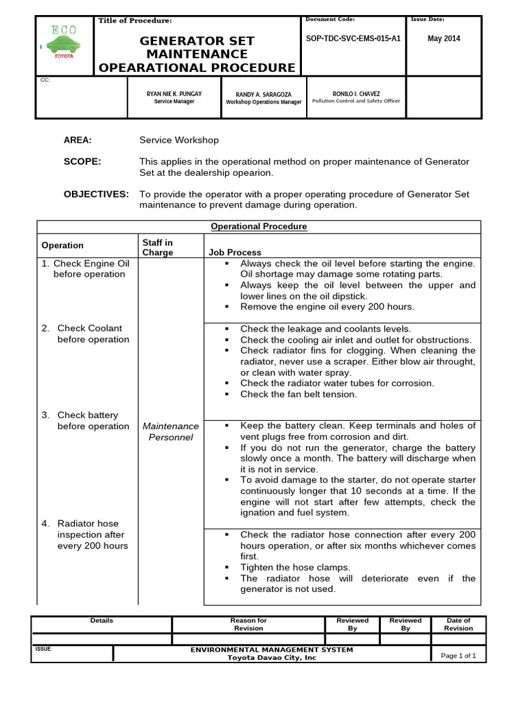genset maintenance | PDF