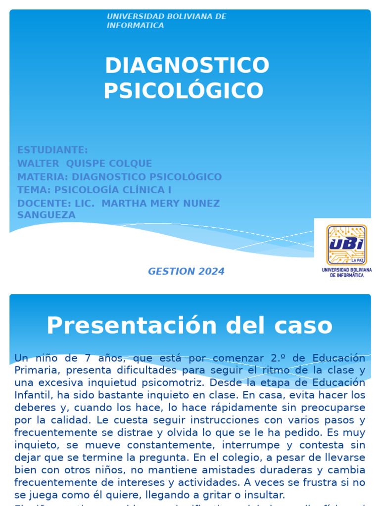 Diagnostico Psicologico | PDF | Desorden hiperactivo y deficit de ...