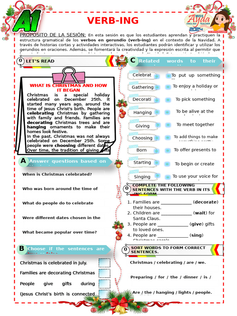 Ficha 01 - Sem 01 - Jec - A1 - Verb-Ing | PDF | Léxico | Gramática