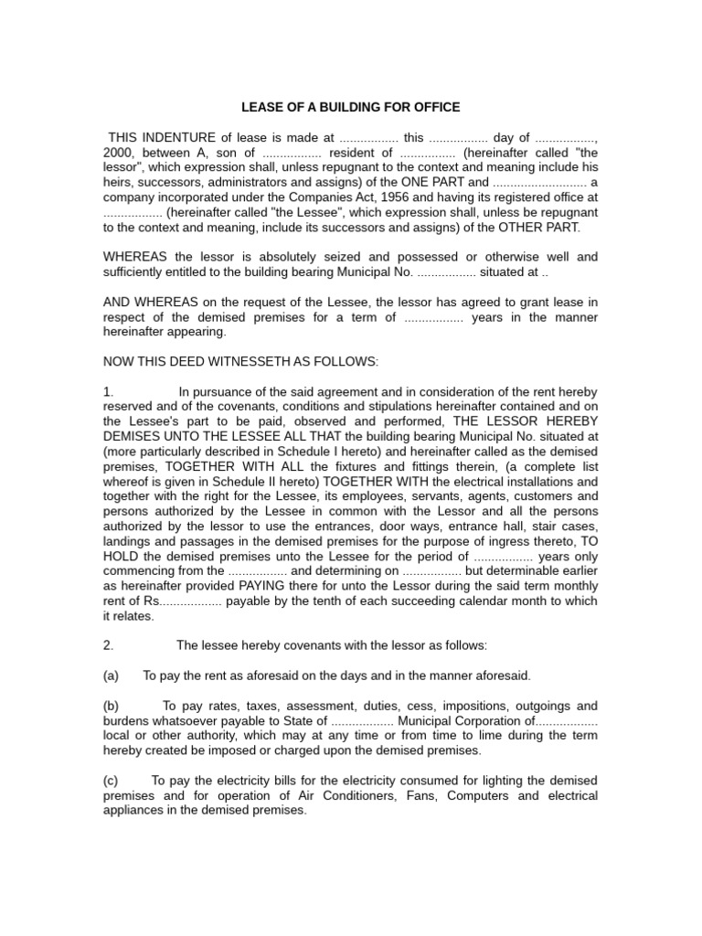 Office Building Lease Agreement Template | PDF | Lease | Common Law