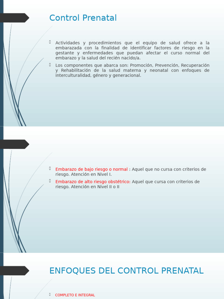 Control Prenatal: Enfoques y Procedimientos | PDF | El embarazo | Salud maternal