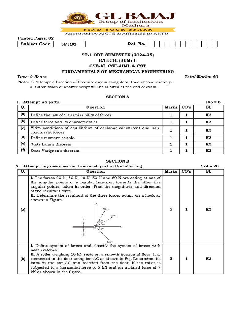 Set B | PDF | Force | Beam (Structure)