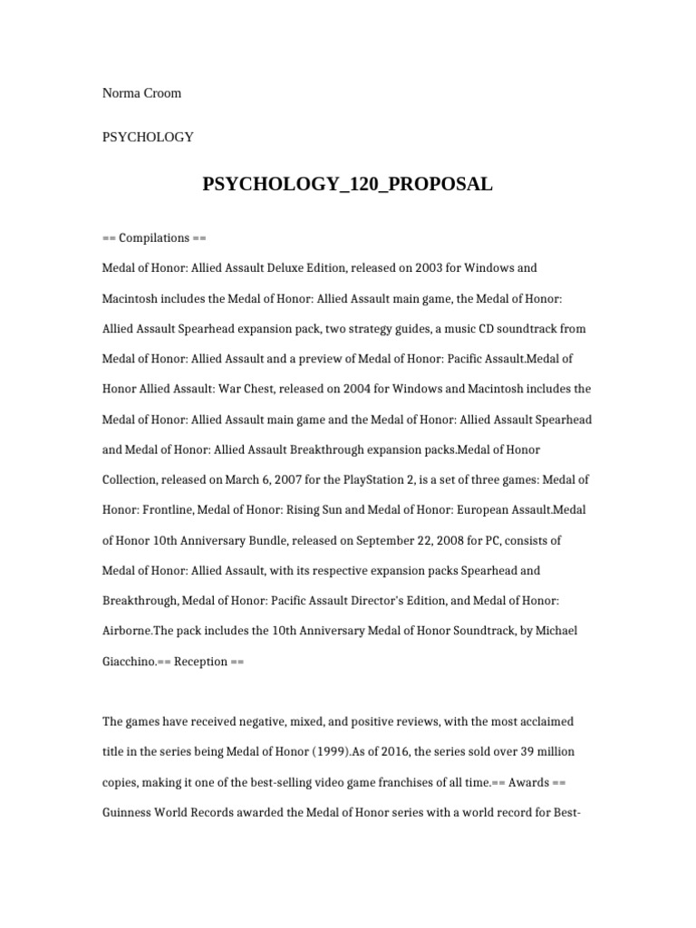 Psychology 120 Proposal | PDF