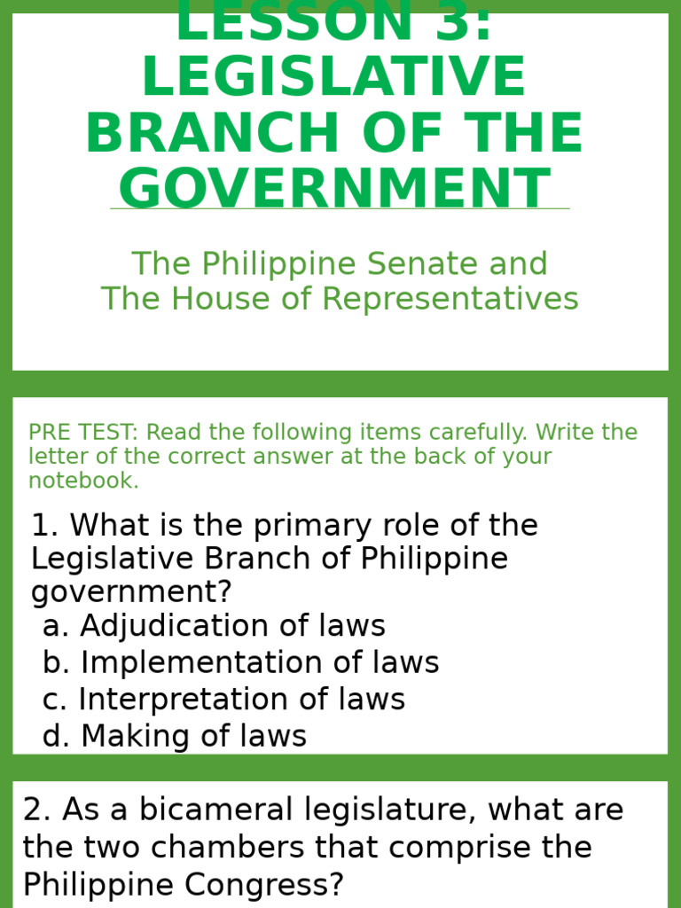 Lesson 3 LEGISLATIVE BRANCH | PDF | United States House Of ...