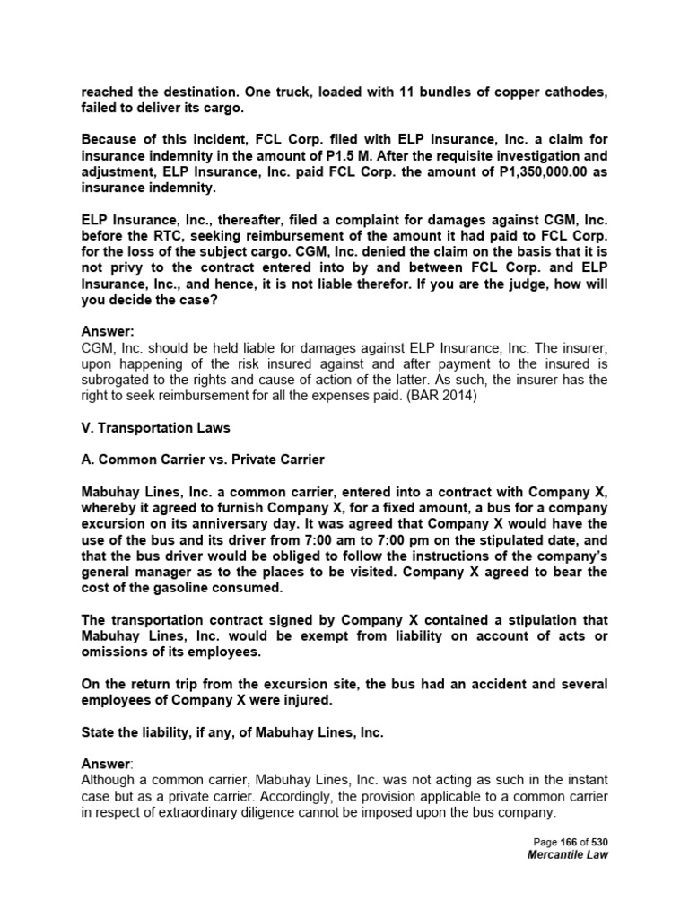 Transpo Bar Qs | PDF | Legal Liability | Negligence