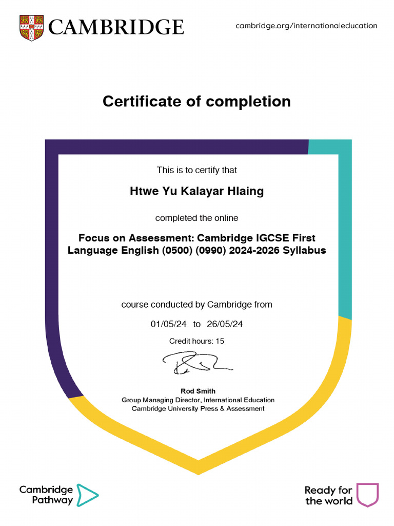 IGCSE Certificate of Completion | PDF