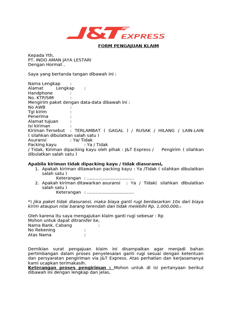 Form Pengajuan Klaim New | PDF