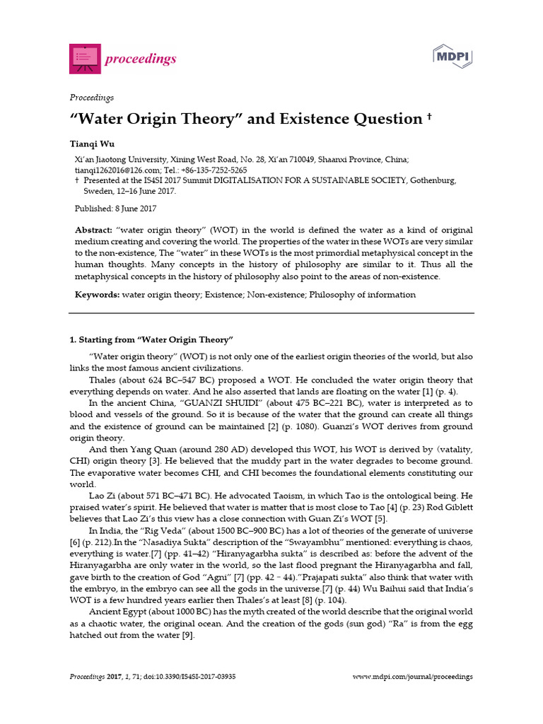 Proceedings 01 00071 v2 | PDF | Concept | Existence