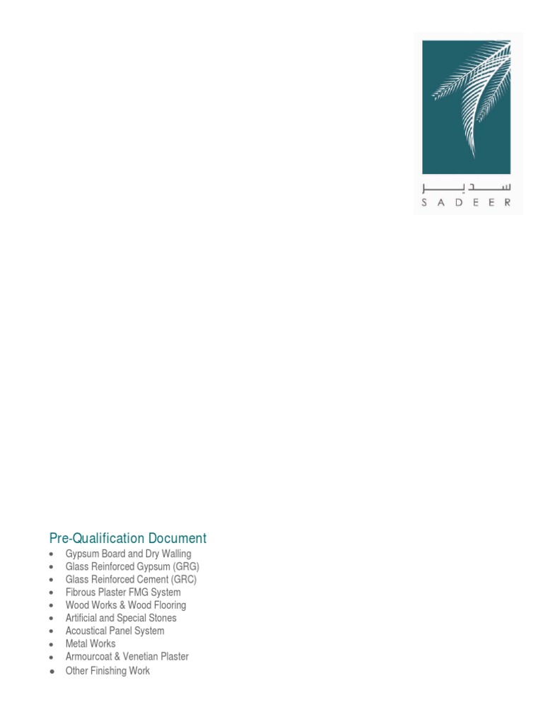 Sadeer Pre Qualification Document | PDF | Kuwait | Wall