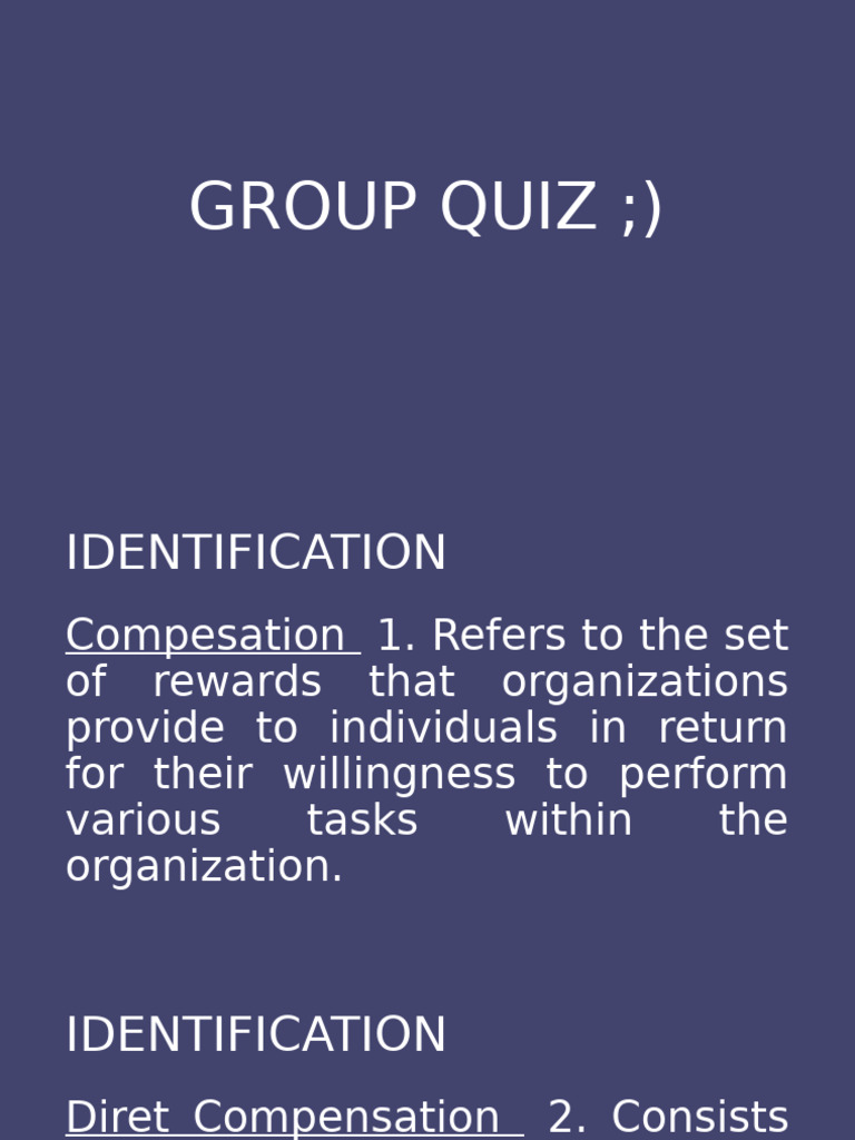 Group Quiz | PDF | Business | Finance & Money Management