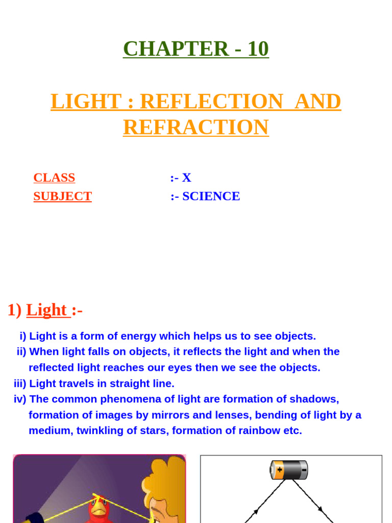 Class 10 Cbse Science Chapter 10 Light - Reflection and Refraction | PDF | Mirror | Refraction