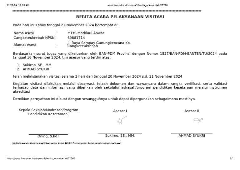 Berita Acara (3 Rangkap) | PDF