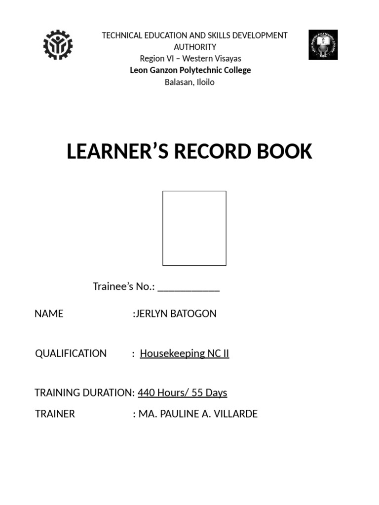 Trainees Record Book Villarde | PDF | Occupational Safety And Health ...