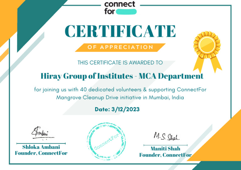 Group Certificate Hiray Group of Institutes - MCA Department | PDF ...