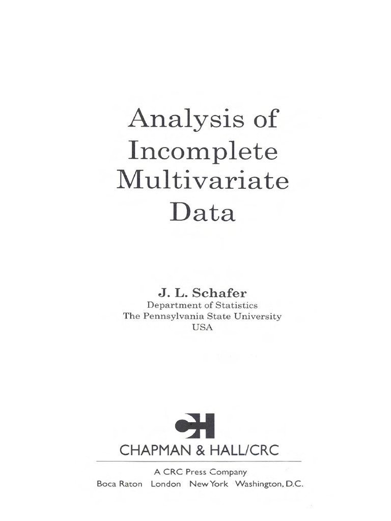 J.L. Schafer - Analysis of Incomplete Multivariate Data-Chapman and Hall - CRC (1997) | PDF ...