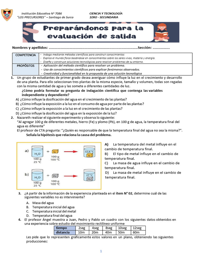 Preparandonos para La Evaluaci-N de Salida | PDF | Dióxido de carbono | Agua