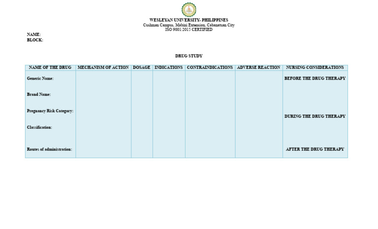 Drug Study Format | PDF