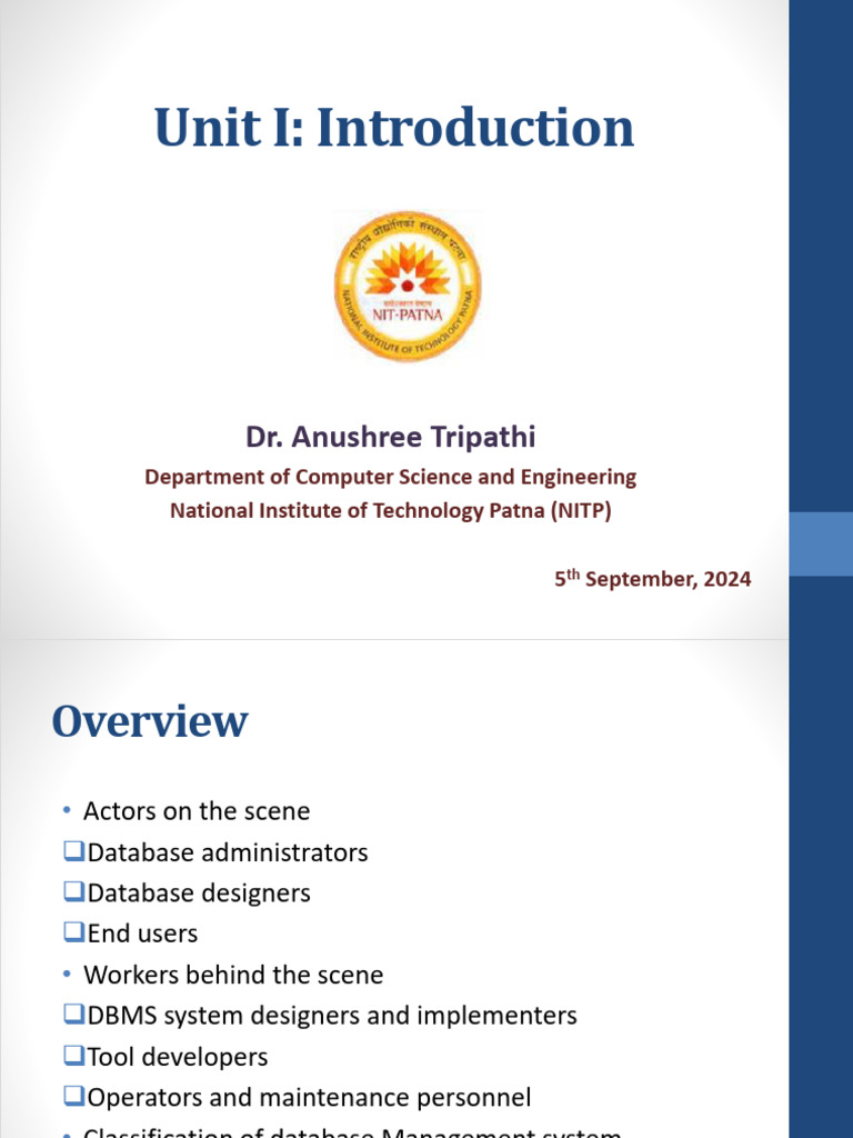 Unit I Introduction 2 | PDF | Databases | Software