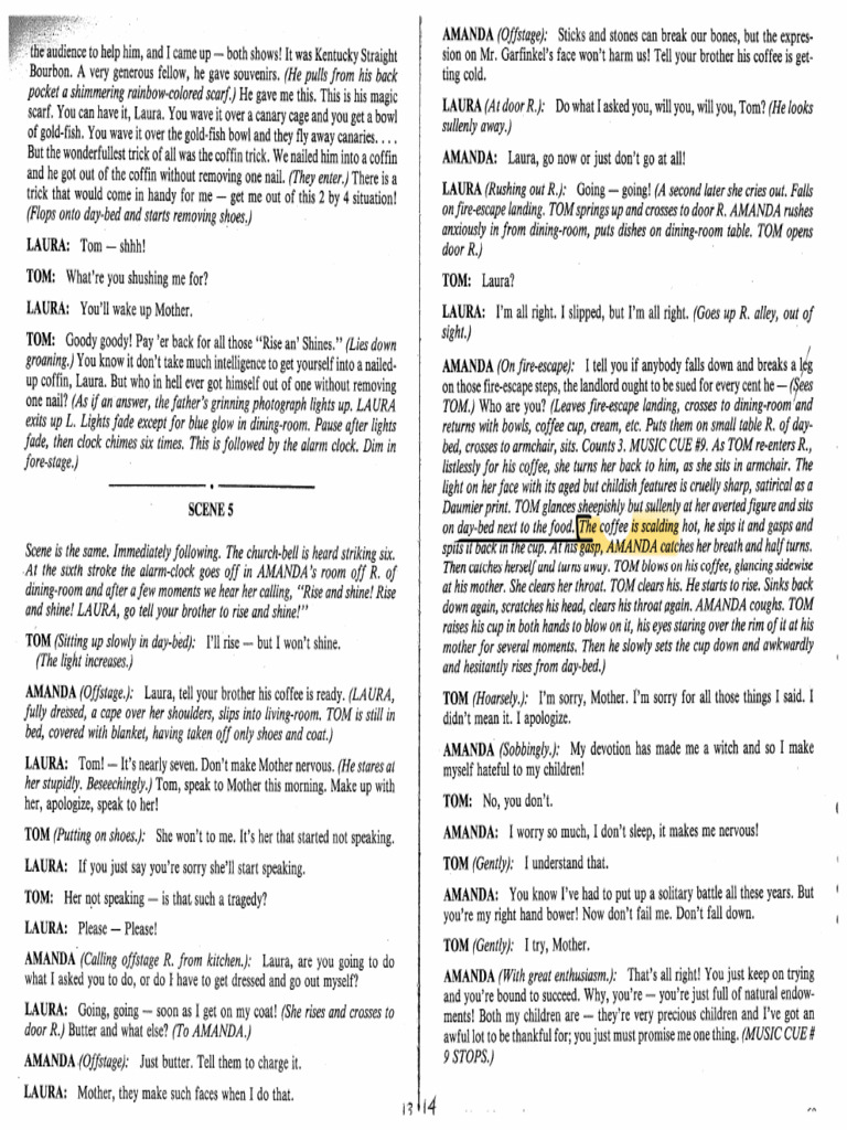 Glass Menagerie Script PDF | PDF
