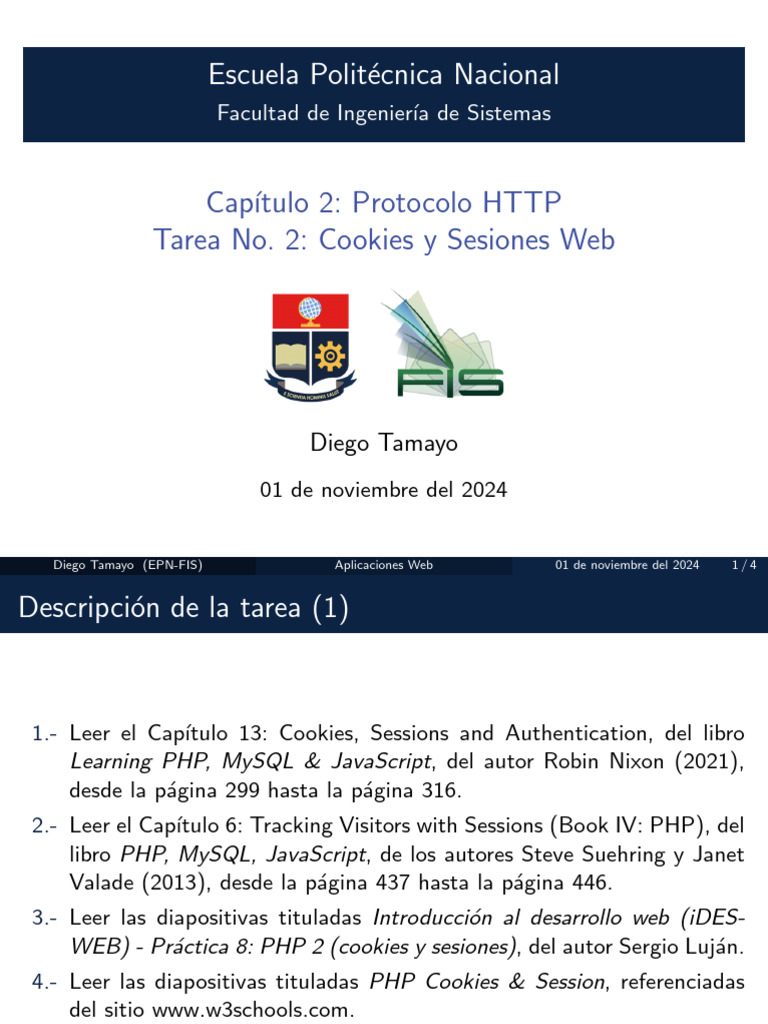 Tarea de Aplicaciones Web - Capítulo 2 - Tarea No. 2 - Cookies y Sesiones Web | PDF | Cookie ...