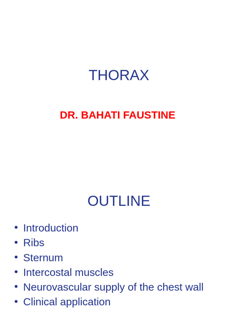 Thorax Part One Thoracic Walls | PDF | Thorax | Vertebra