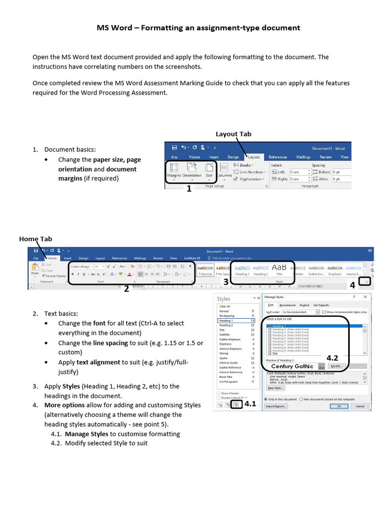 MS Word Task Instructions | PDF | Microsoft Word | Computing