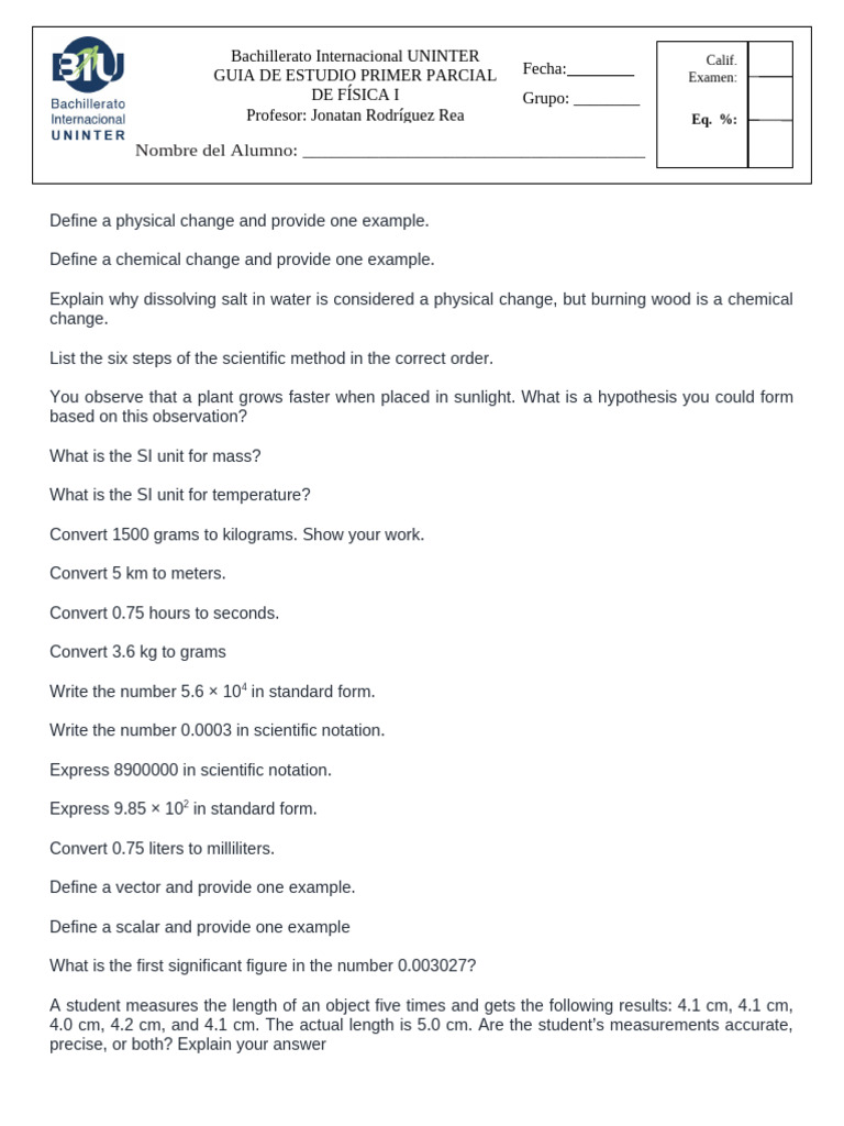 Study Guide Physics | PDF