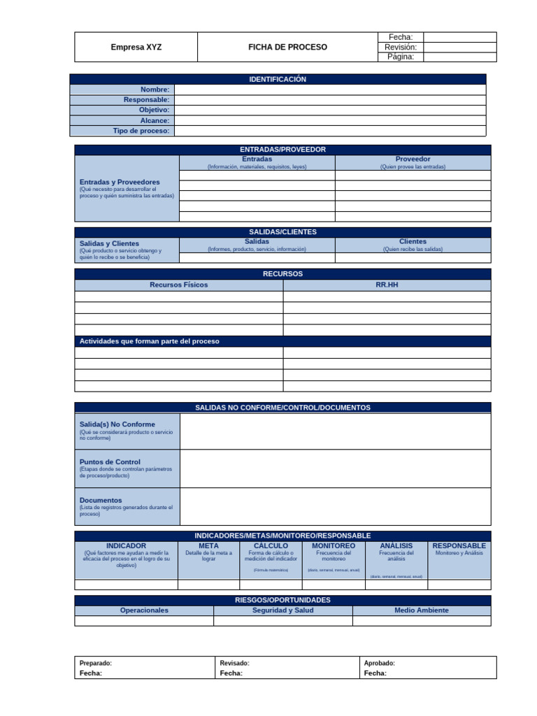 Ficha de Procesos | PDF | Business