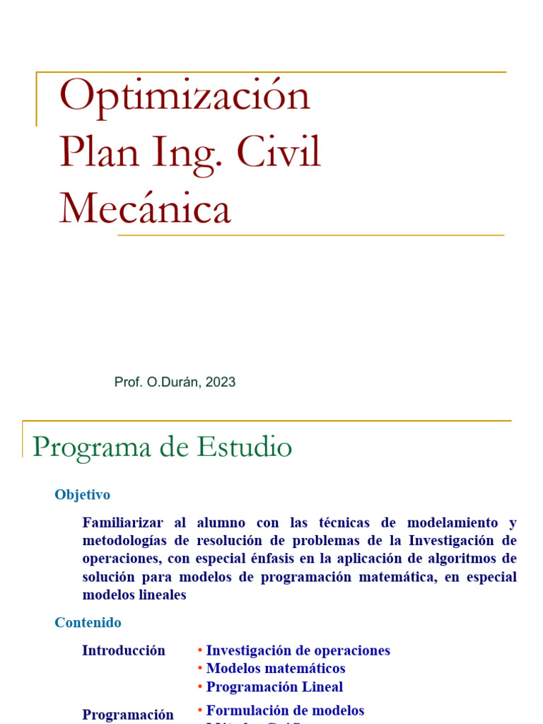 Optimizacion Plan Complementario 2023 Clase 1 | PDF | Programación lineal | Variable (Matemáticas)