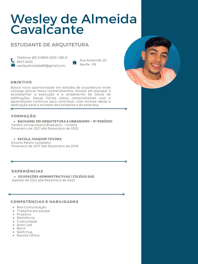 Currículo Arquitetura - Wesley | PDF | Carreira e Crescimento