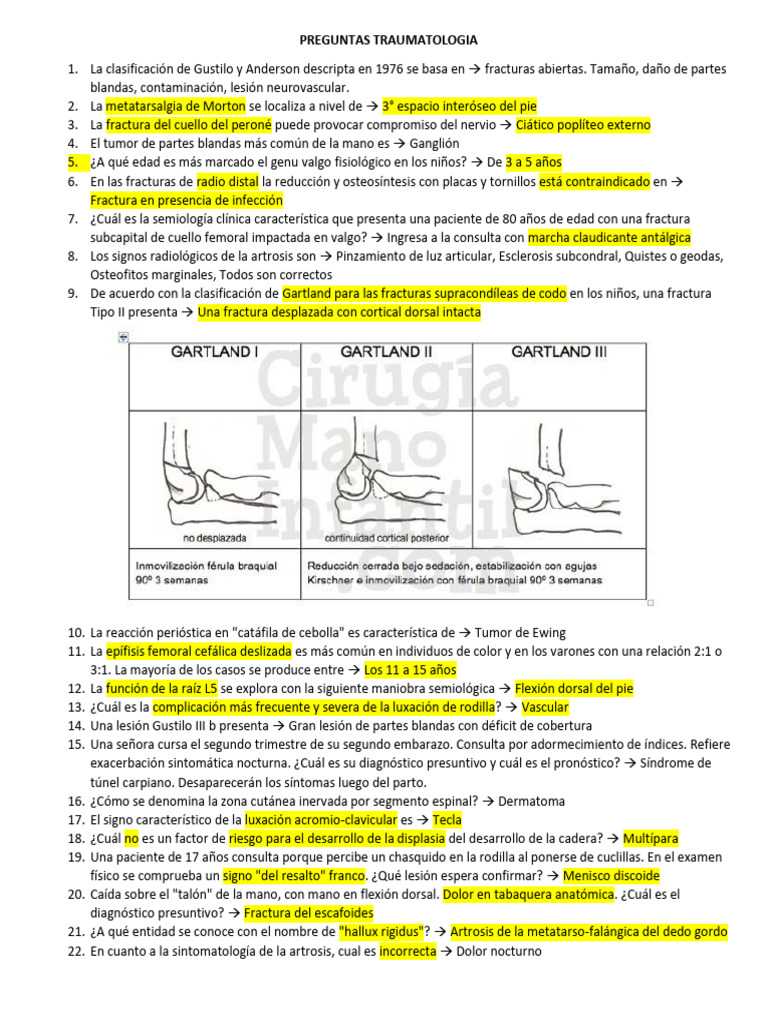 Clasificación de Gartland en fracturas infantiles | PDF | Rodilla ...
