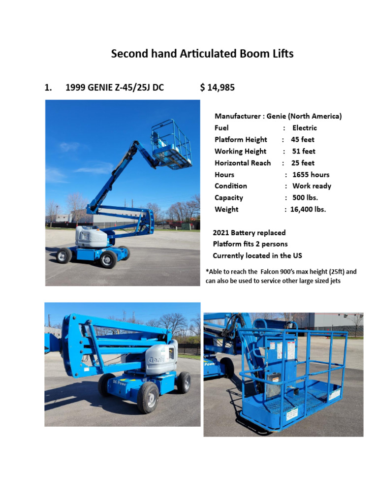2nd Hand Boom Lifts | PDF | Vehicles | Transport