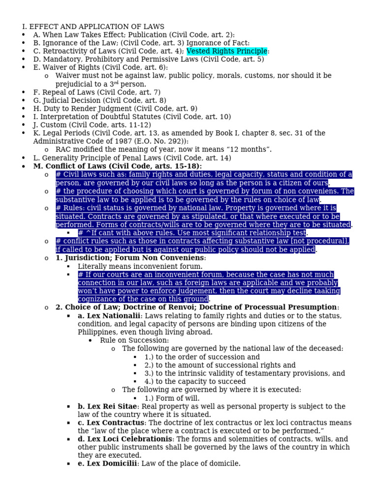 Outline-Template-Civil Law | PDF | Choice Of Law | Justice