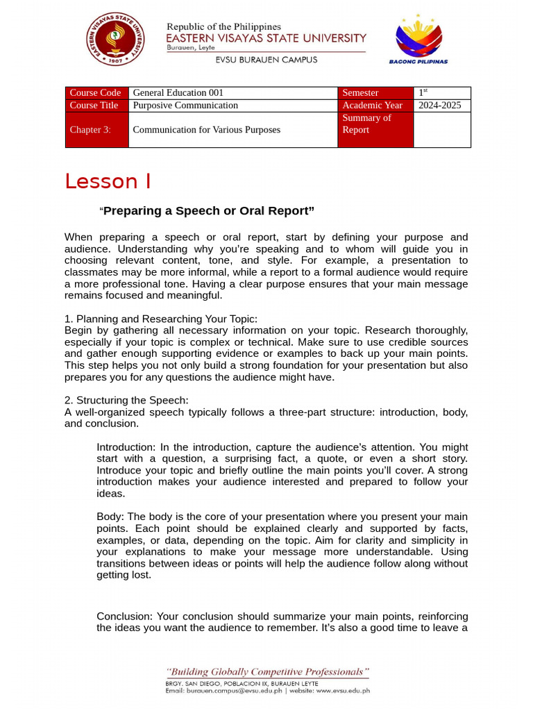 Purposive Communication Summary of Report 2 | PDF | Public Speaking | Persuasion