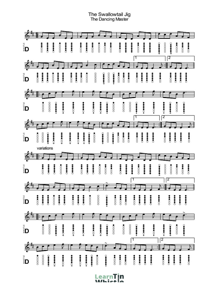 The Swallowtail Jig Whistle Tab | PDF