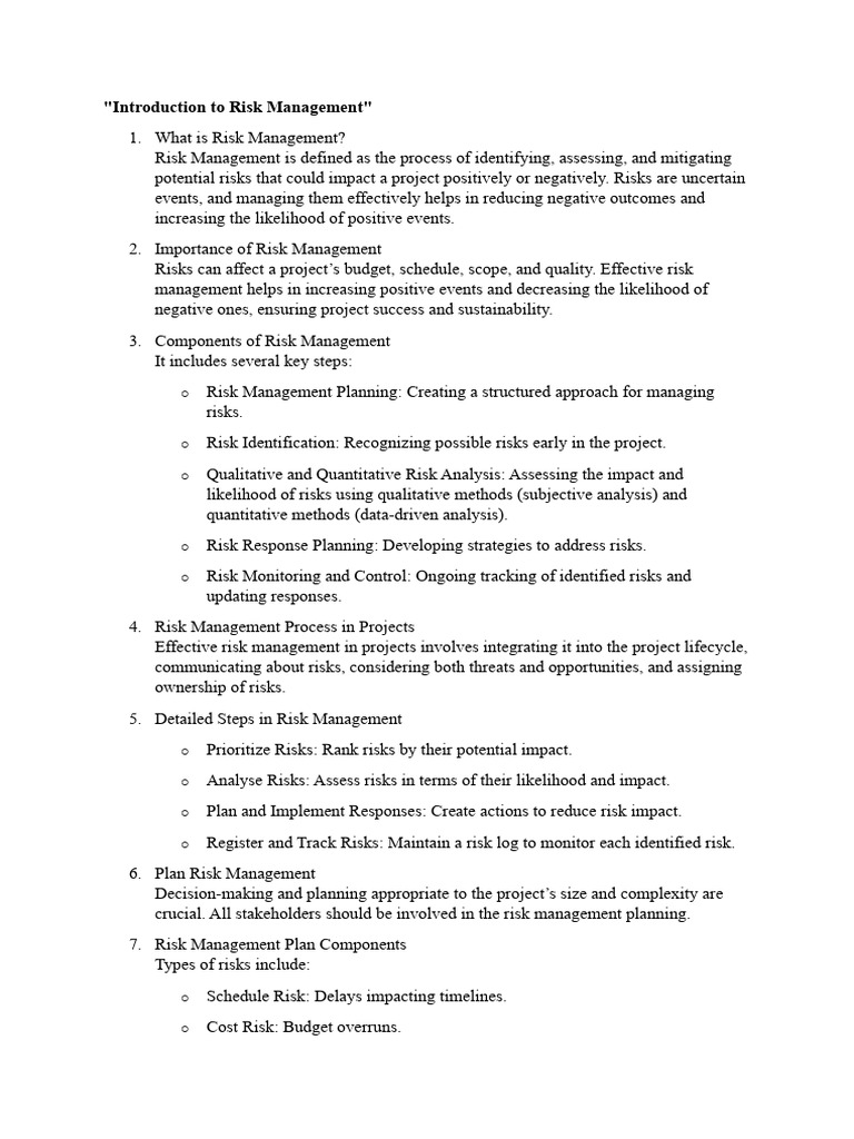 Risk Management | PDF | Risk Management | Risk