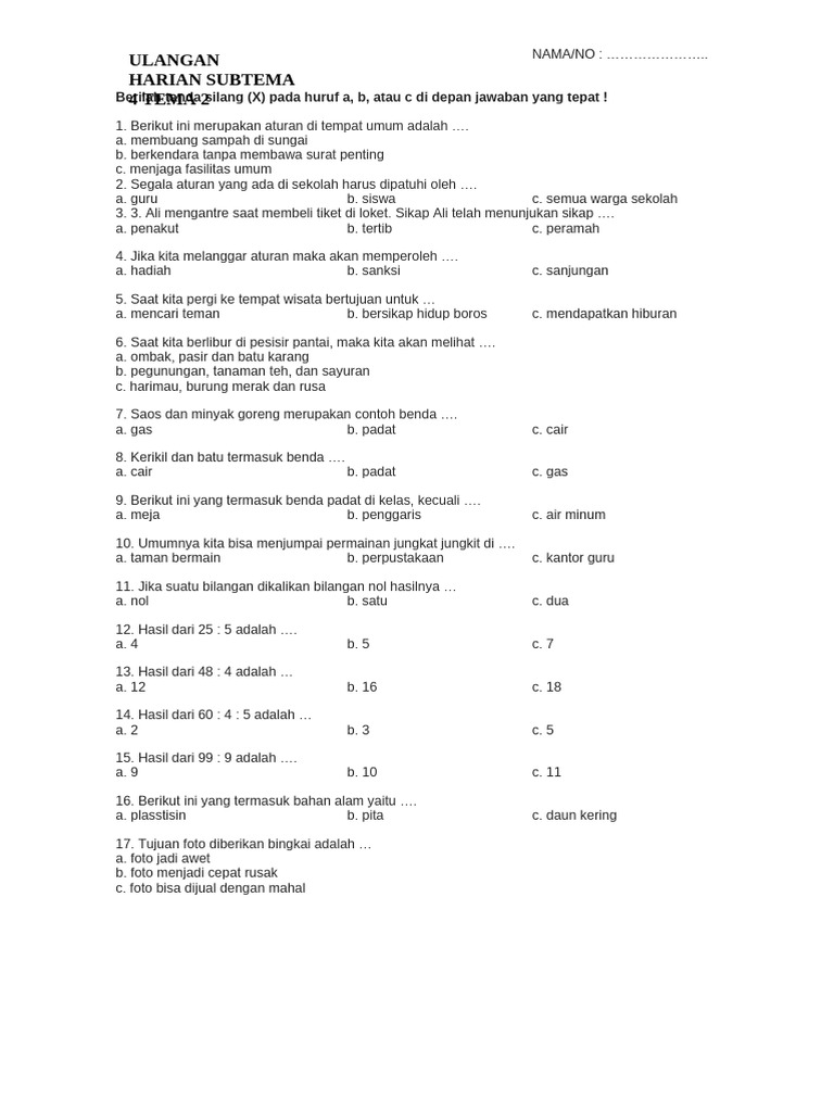 Subtema 4 Tema 2 | PDF | Griya & Taman