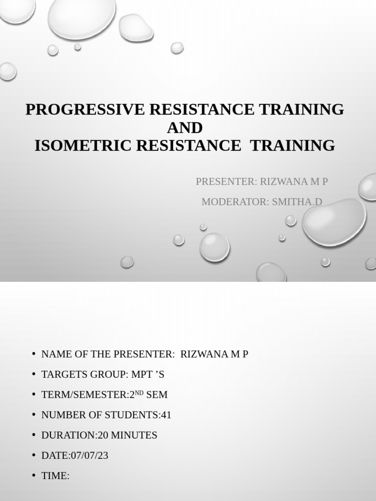 Progressive and Isometric Resistance Training | PDF | Strength Training ...