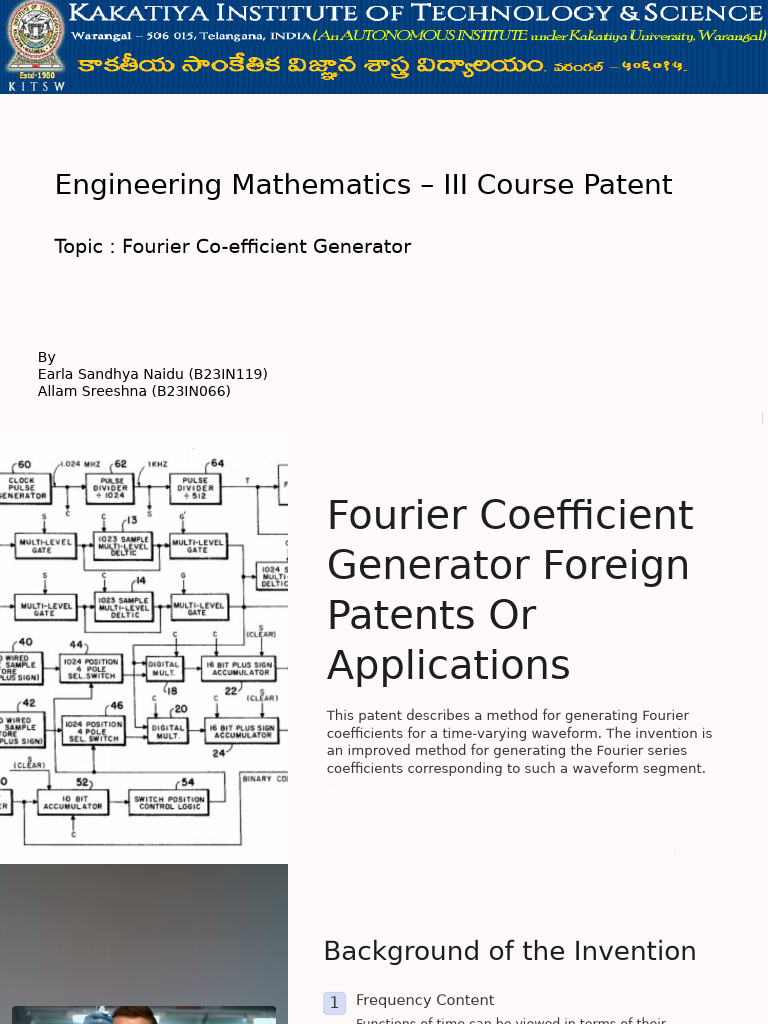 Fourier Coefficient Generator Foreign Patents Orapplications | PDF | Sine Wave | Sampling ...