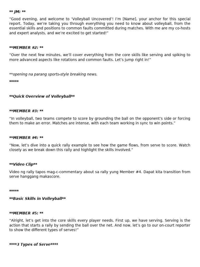 PATHFIT SCRIPT | PDF | Volleyball | Games Of Physical Skill