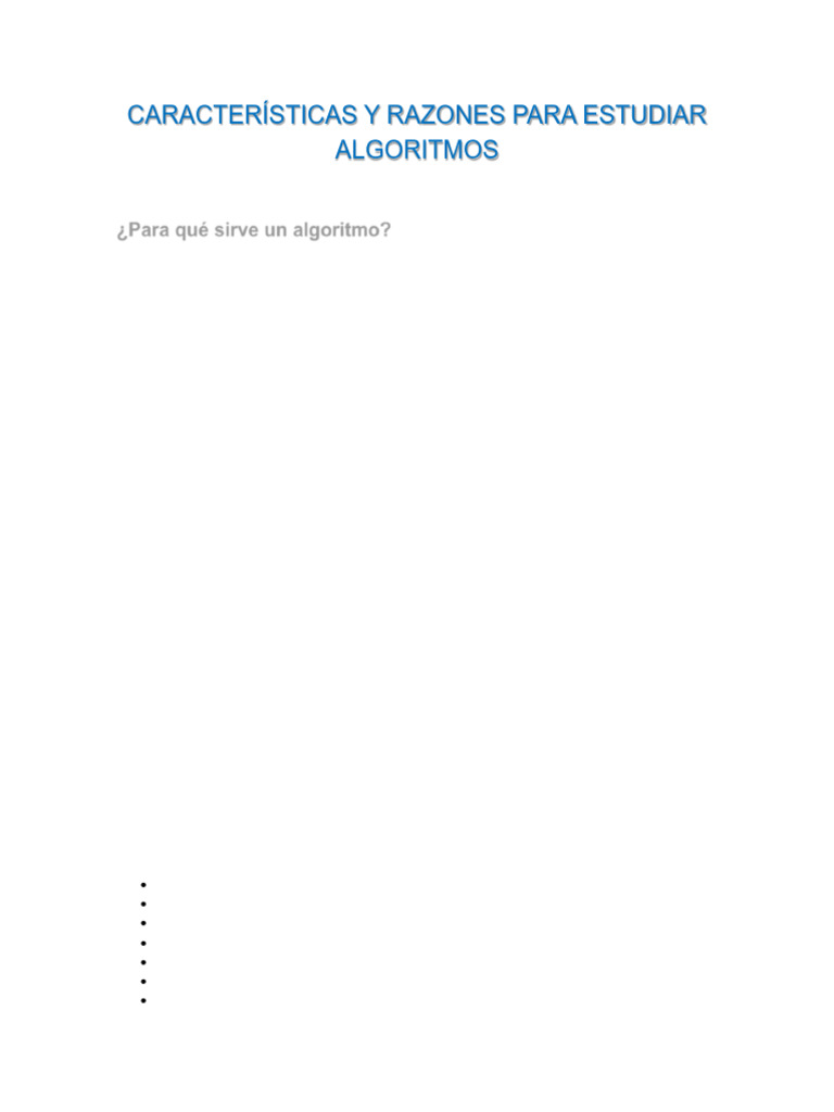 Unidad 2 2.3a Caracteristicas y Razones para Estudiar Algoritmos | PDF ...